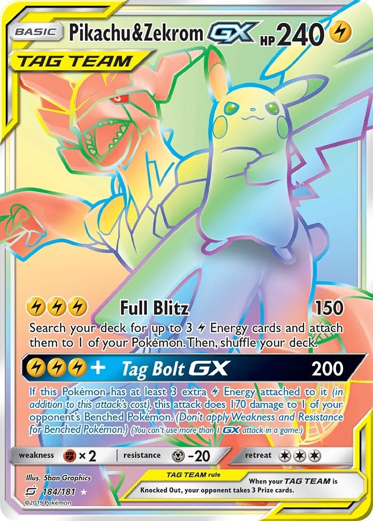 Pikachu & Zekrom GX (Secret) (184/181) (SM - Team Up) — Card Masters