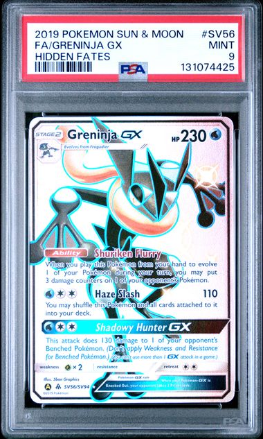 FA/GRENINJA GX HIDDEN FATES 2019 POKEMON SUN & MOON HIDDEN FATES PSA M ...