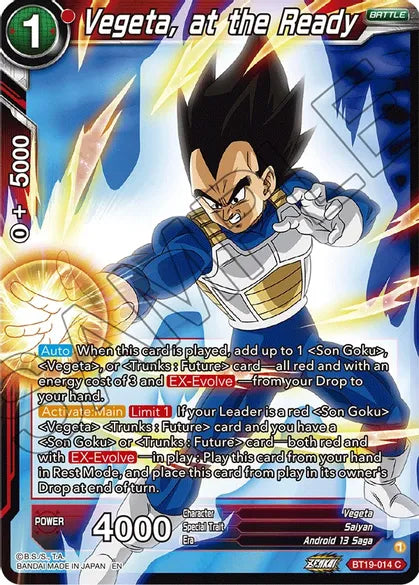 Vegeta, at the Ready - BT19-014 — Card Masters